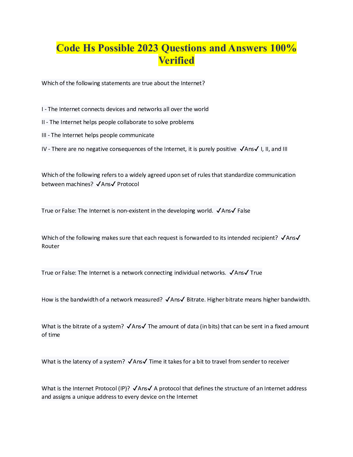 Code Hs Exams Bundled Together with complete solutions Questions and ...