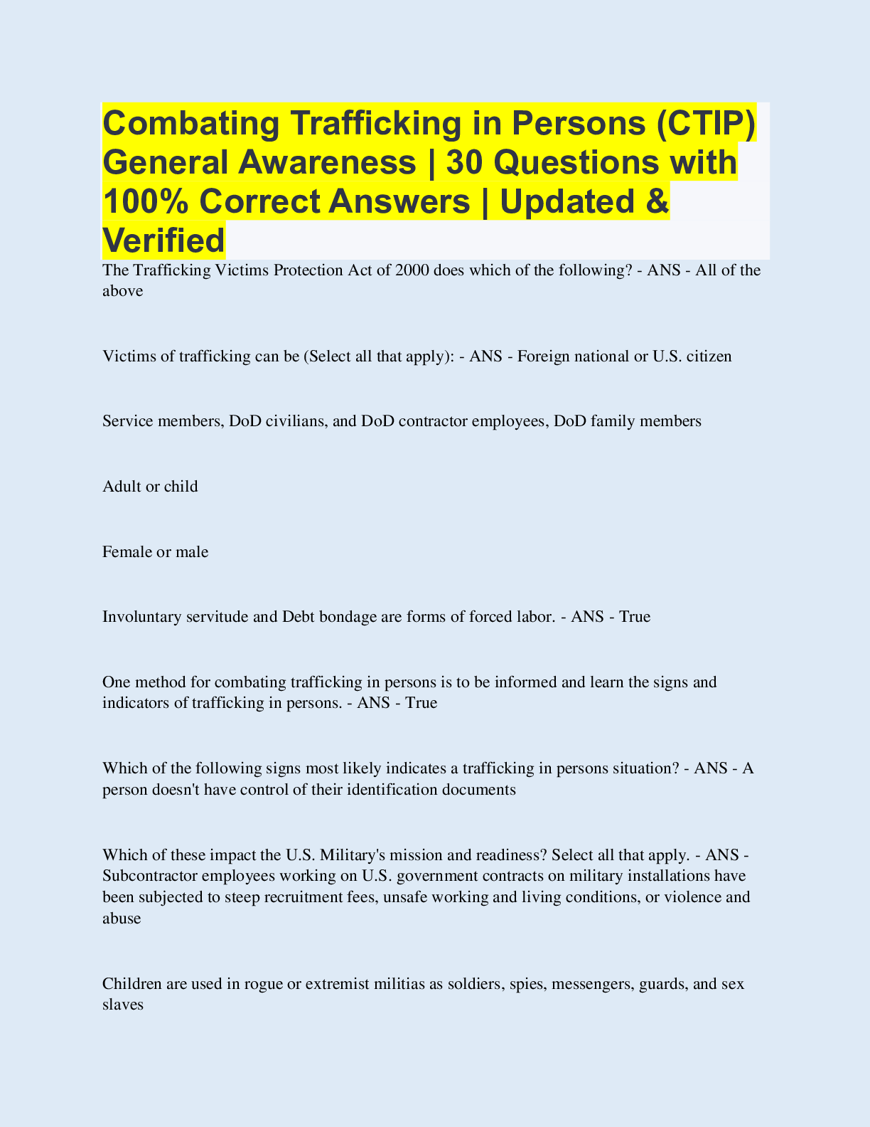 Combating Trafficking in Persons (CTIP) General Awareness | 30 ...