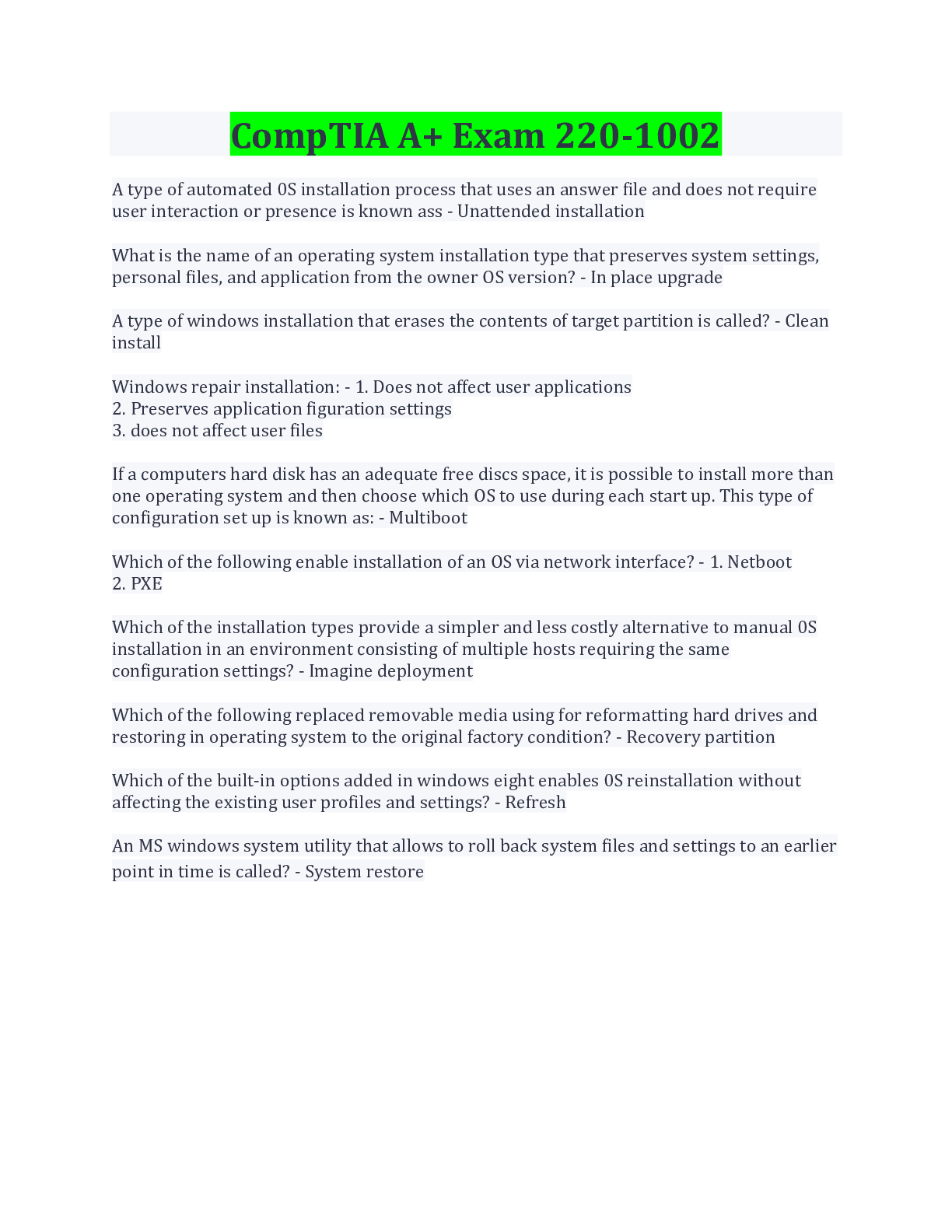 CompTIA A+ Exam 220-1002 Questions And Answers/ Download - Scholarfriends