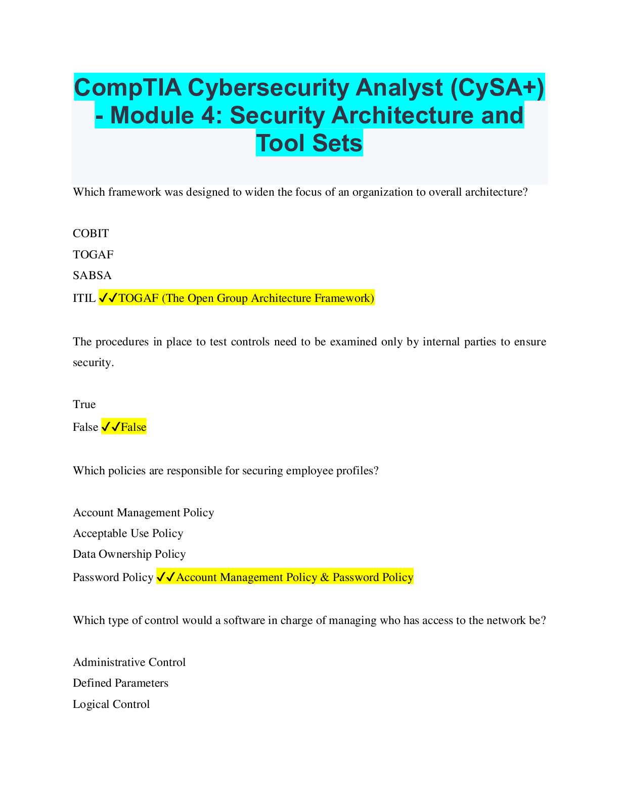 CompTIA Cybersecurity Analyst (CySA+) - Module 4: Security Architecture ...