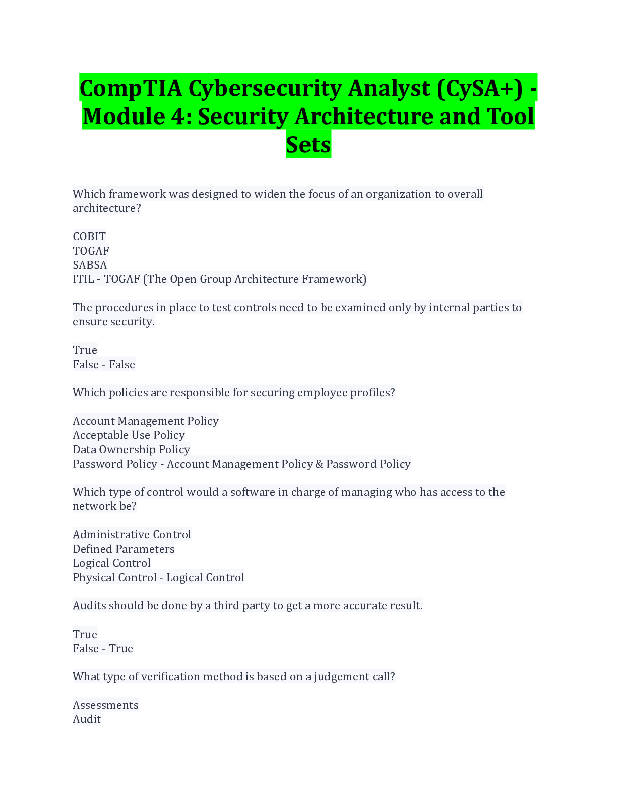 CompTIA Cybersecurity Analyst (CySA+) - Module 4: Security Architecture ...