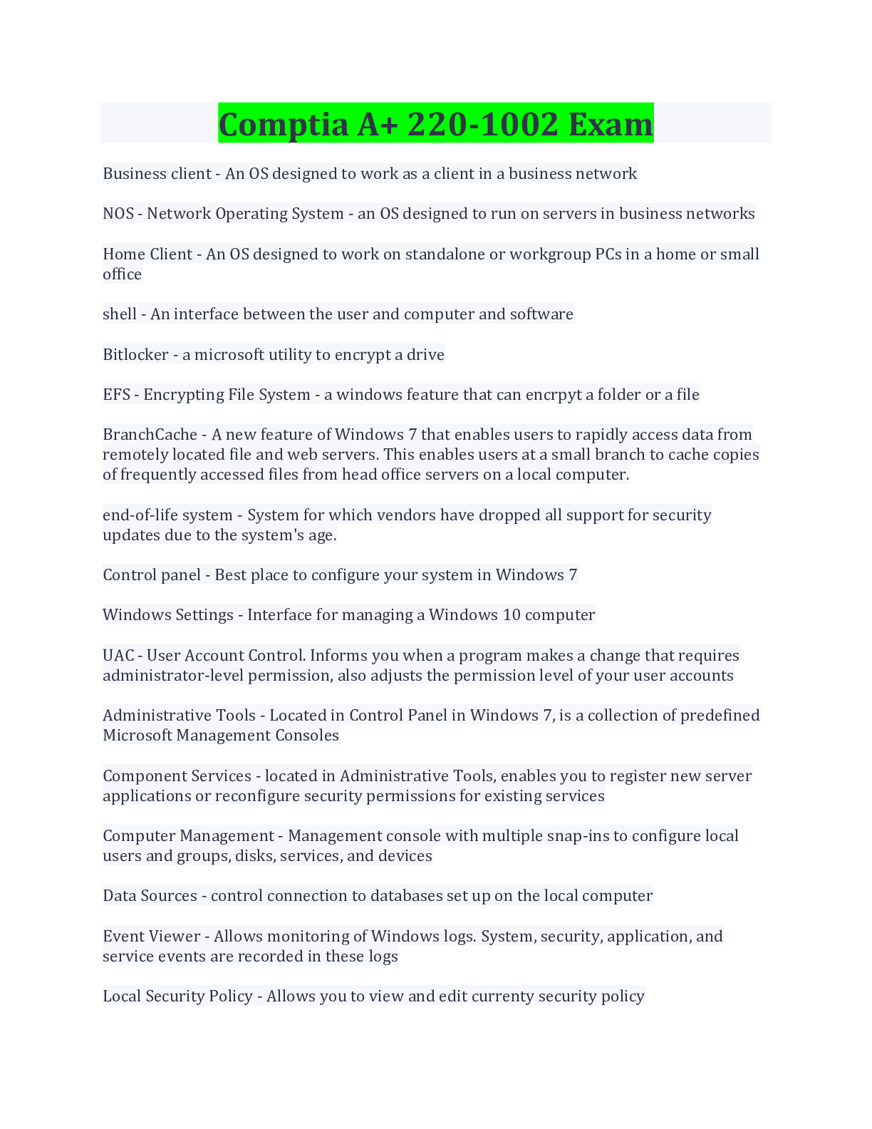 Comptia A+ 220-1002 Exam Questions And Answers Latest Update ...