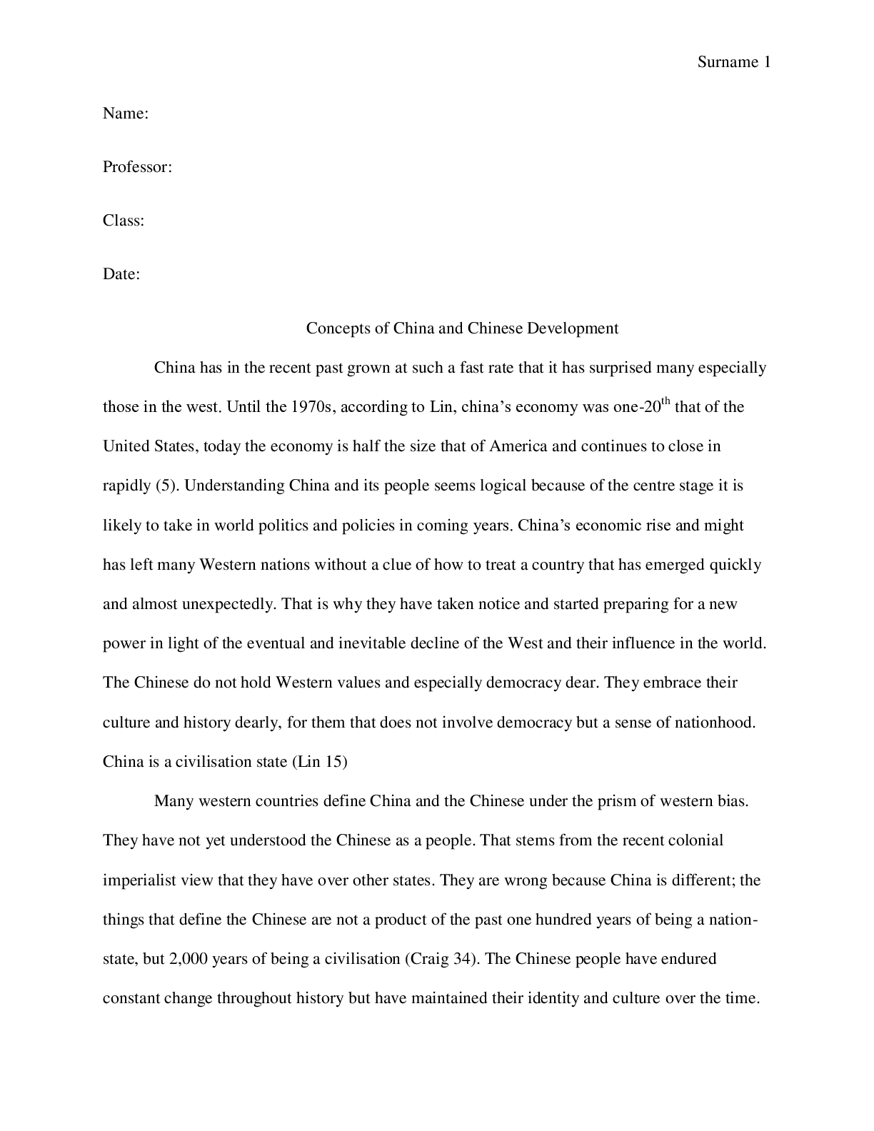 Concepts of China and Chinese Development - Scholarfriends