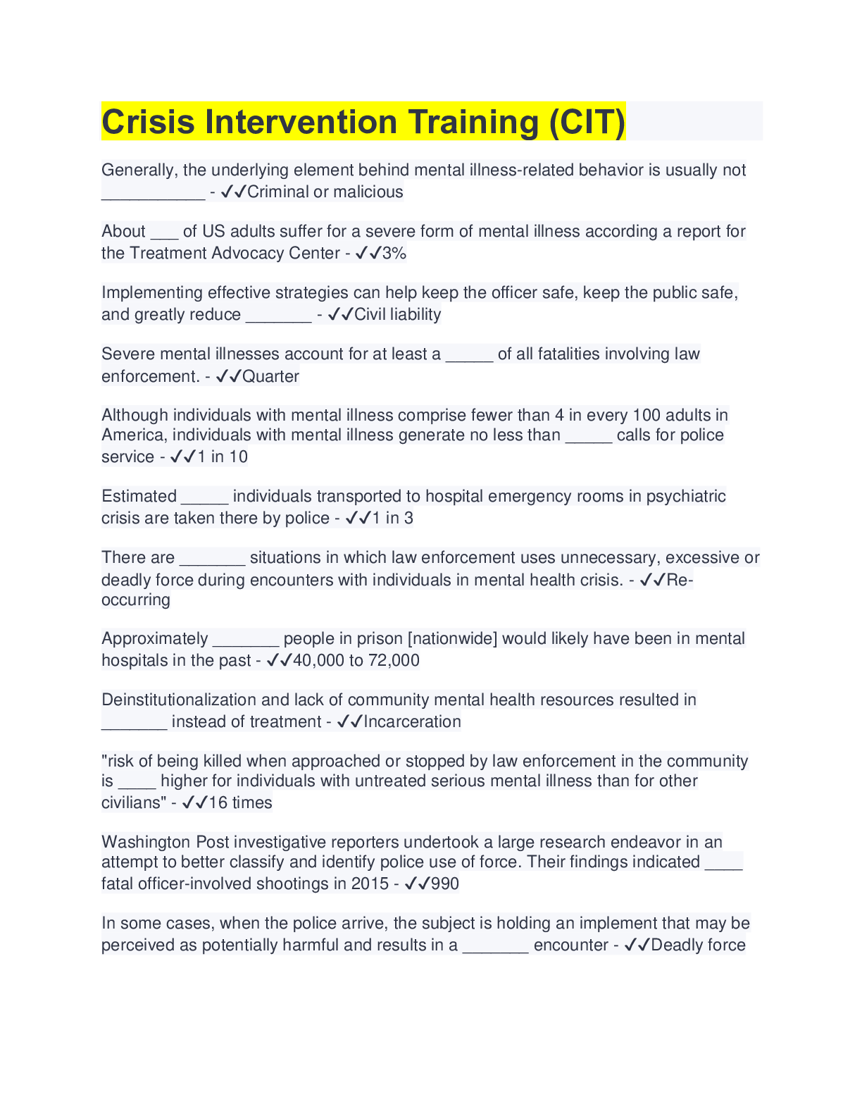 Crisis Intervention Training (CIT) - Scholarfriends