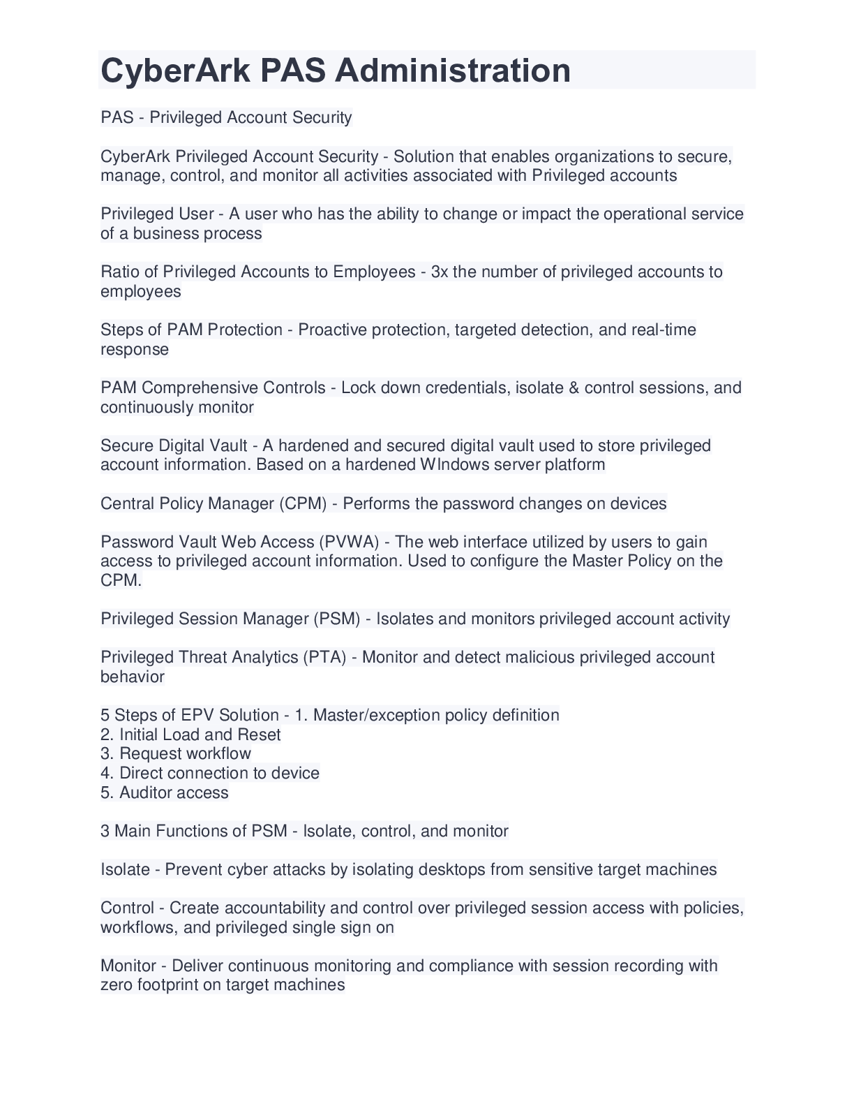 CyberArk PAS Administration| 198 QUESTIONS| WITH COMPLETE SOLUTIONS ...