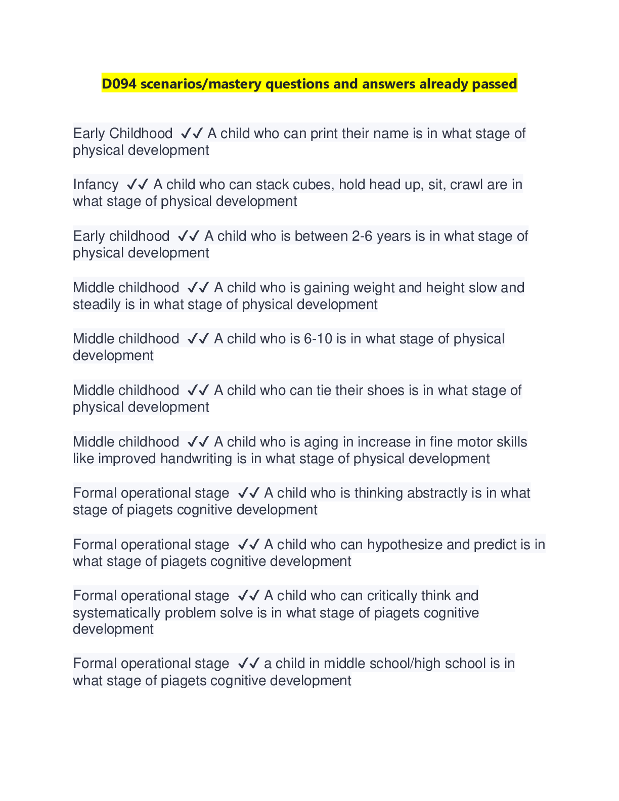 WGU D094 EXAMS Bundled Together with complete solutions Questions and ...