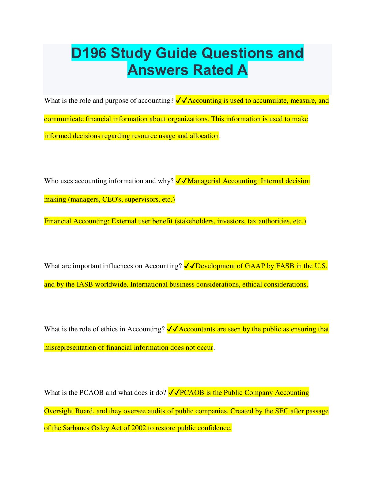 D196 Study Guide Questions and Answers Rated A - Scholarfriends