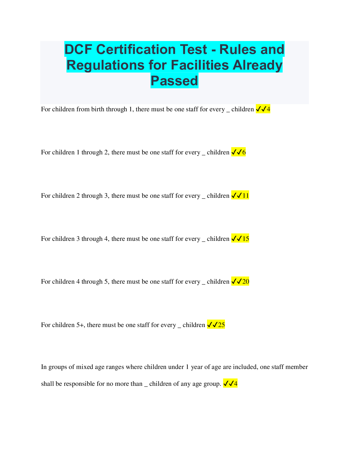 DCF Certification Test - Rules and Regulations for Facilities Already ...