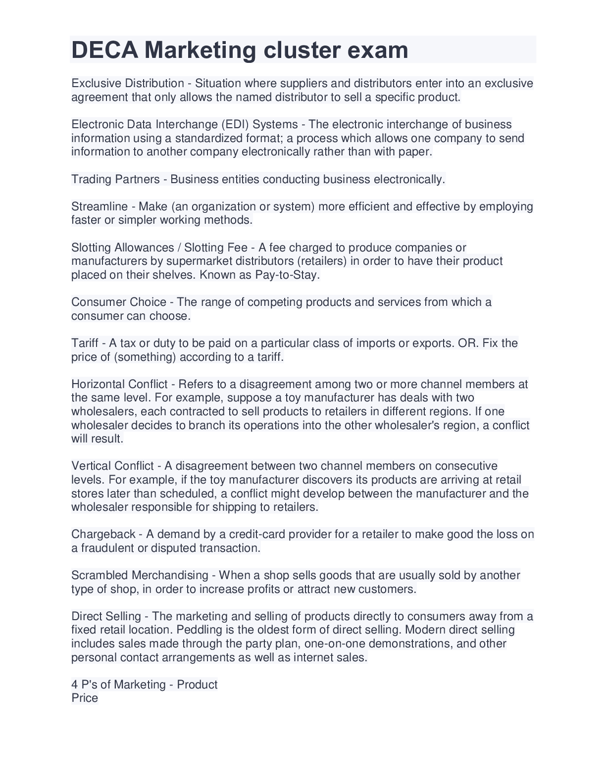 DECA Marketing cluster exam – Scholarfriends - Scholarfriends