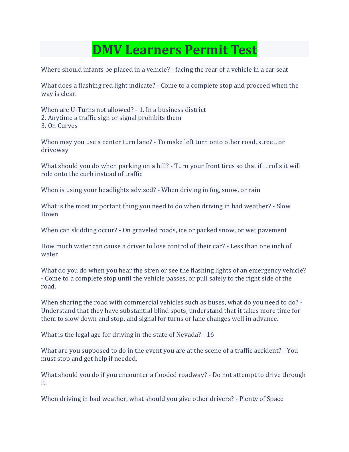 DMV Learners Permit Test (2022/2023) Complete Guide for Exam ...