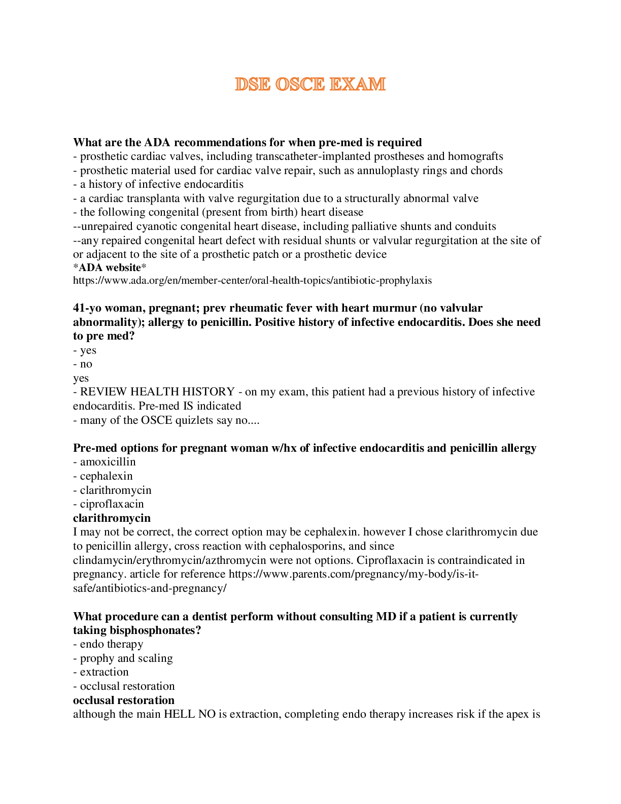 DSE OSCE EXAM 2022 - QUESTIONS AND ANSWERS - Scholarfriends