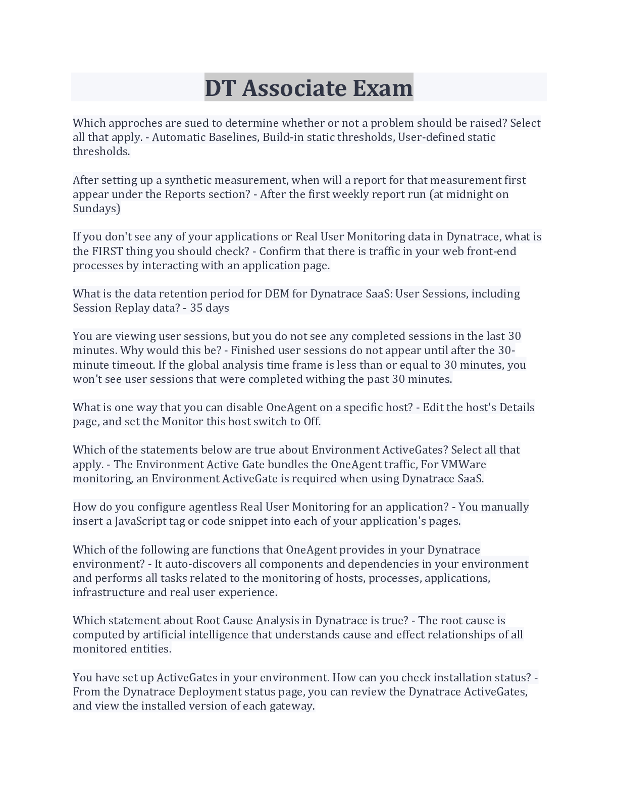 DT Associate Exam Questions and Answers 2022/2023 - Scholarfriends