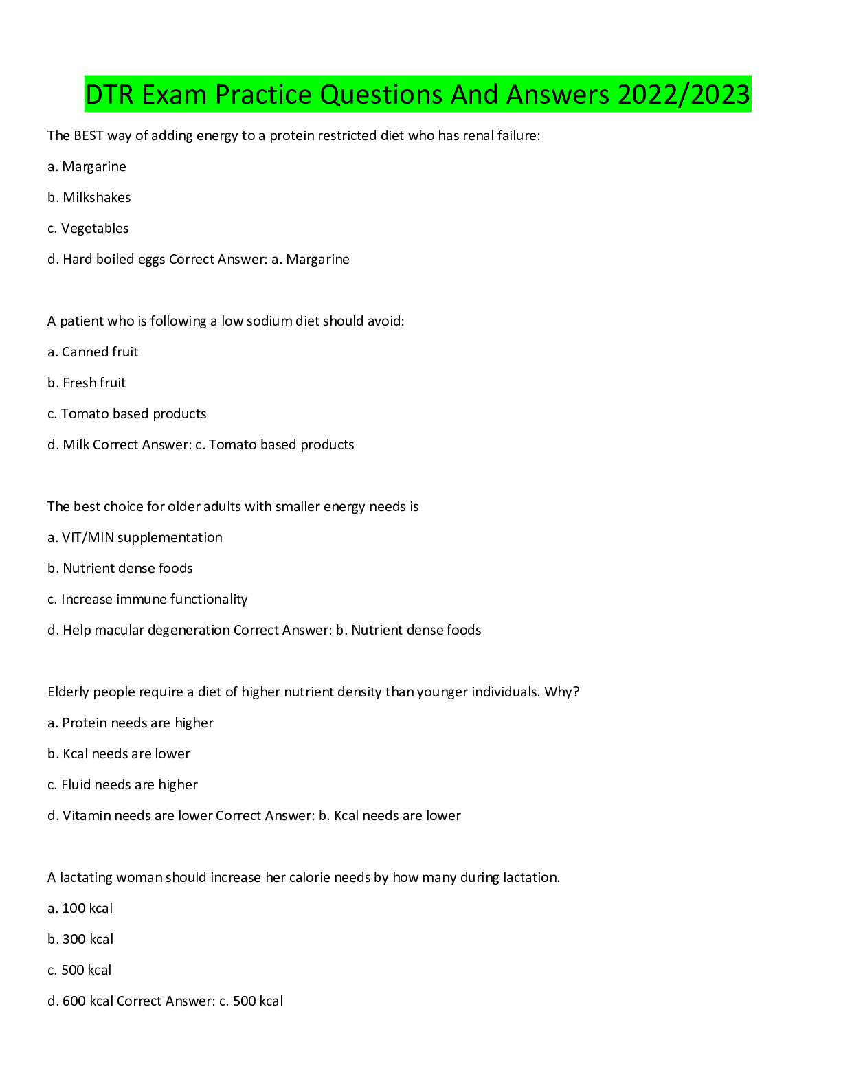 DTR Exam Practice Questions And Answers 2022 - Scholarfriends