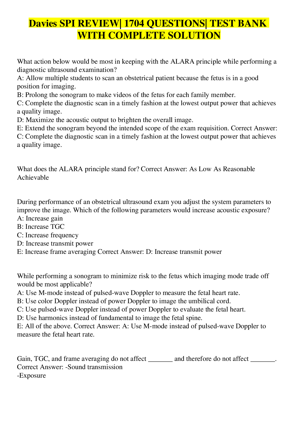 Davies SPI REVIEW| 1704 QUESTIONS| TEST BANK WITH COMPLETE SOLUTION ...