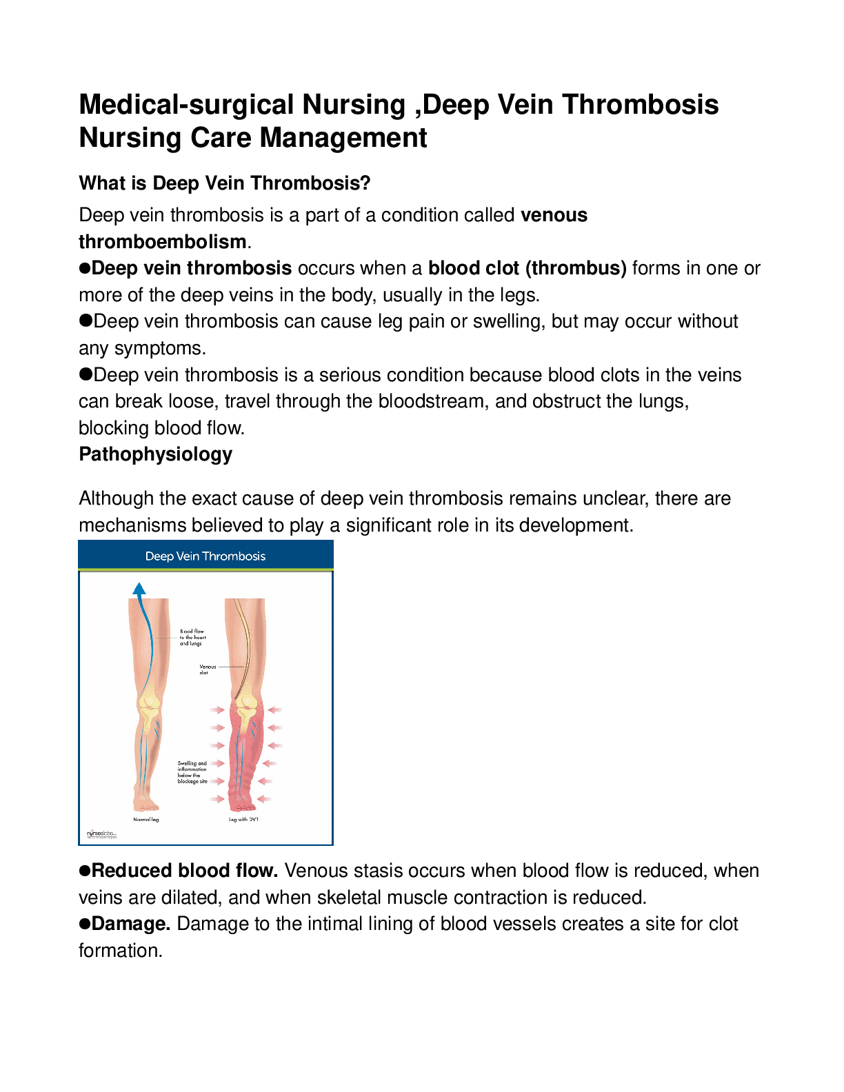 Medical-surgical Nursing ,Deep Vein Thrombosis Nursing Care Management ...