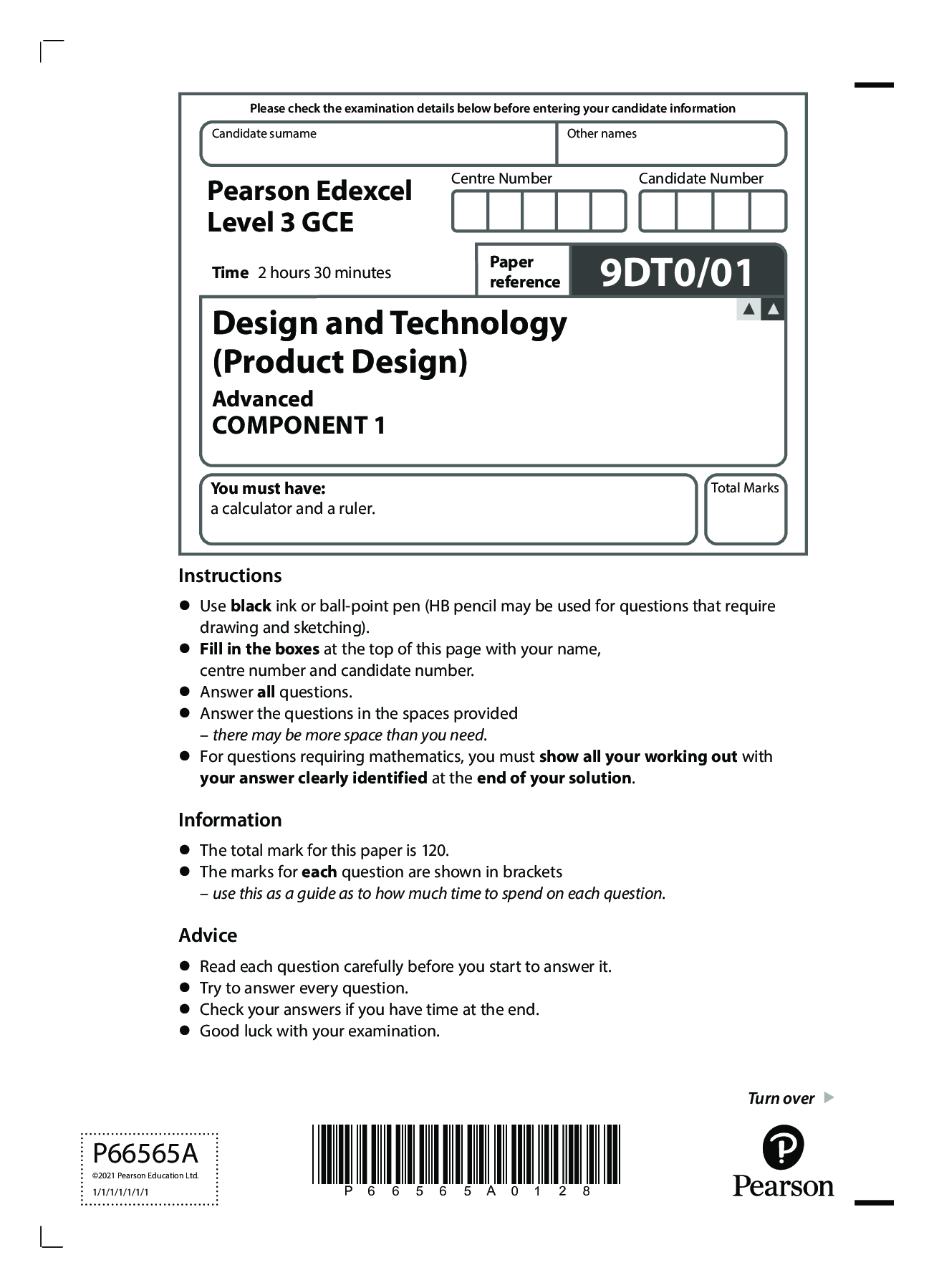Pearson Edexcel_Design and Technology (Product Design)_9DT0/01 Question ...