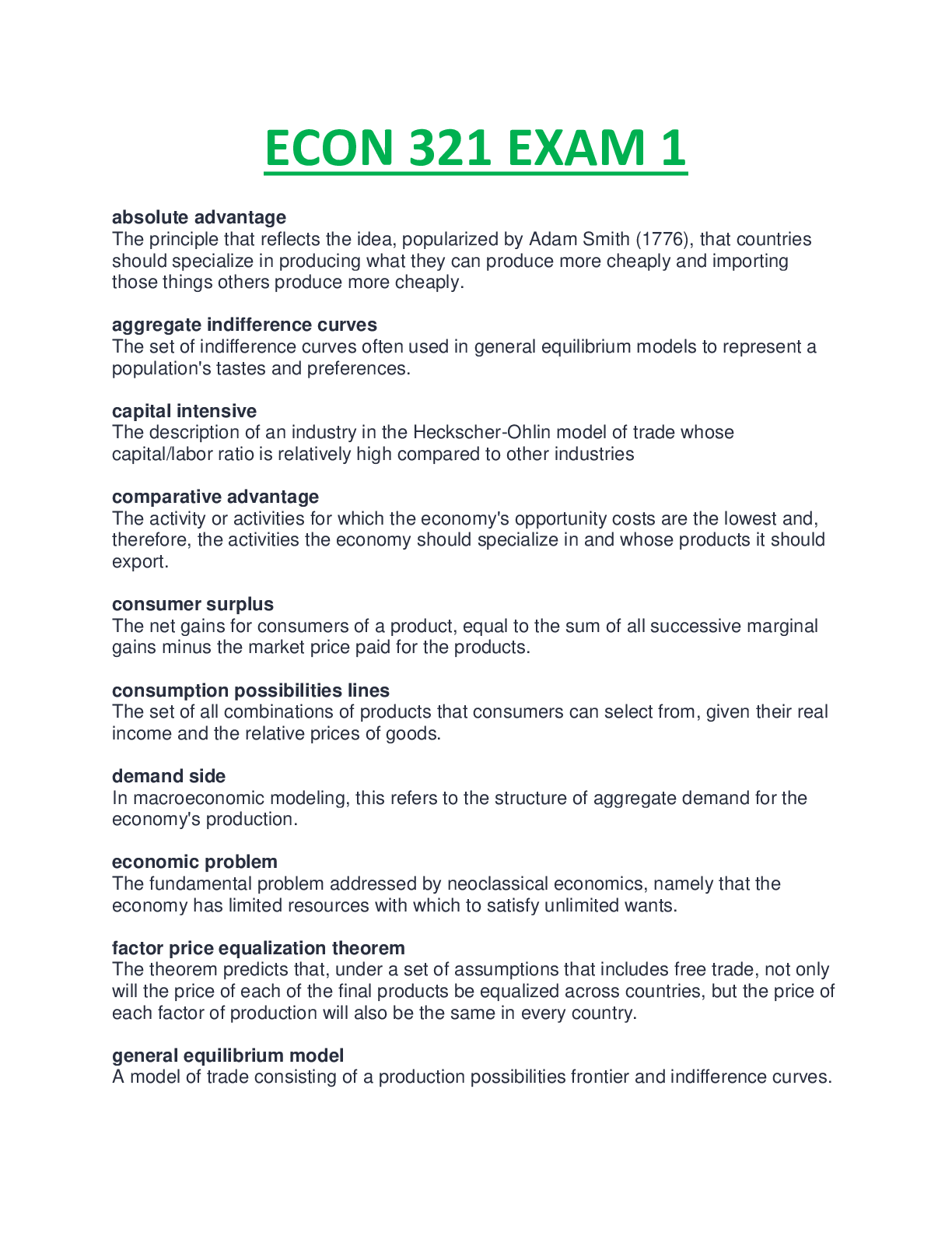 ECON 321 EXAM 1 (2022/2023) SERIES NEW LATEST UPDATED RATED AND GRADED ...