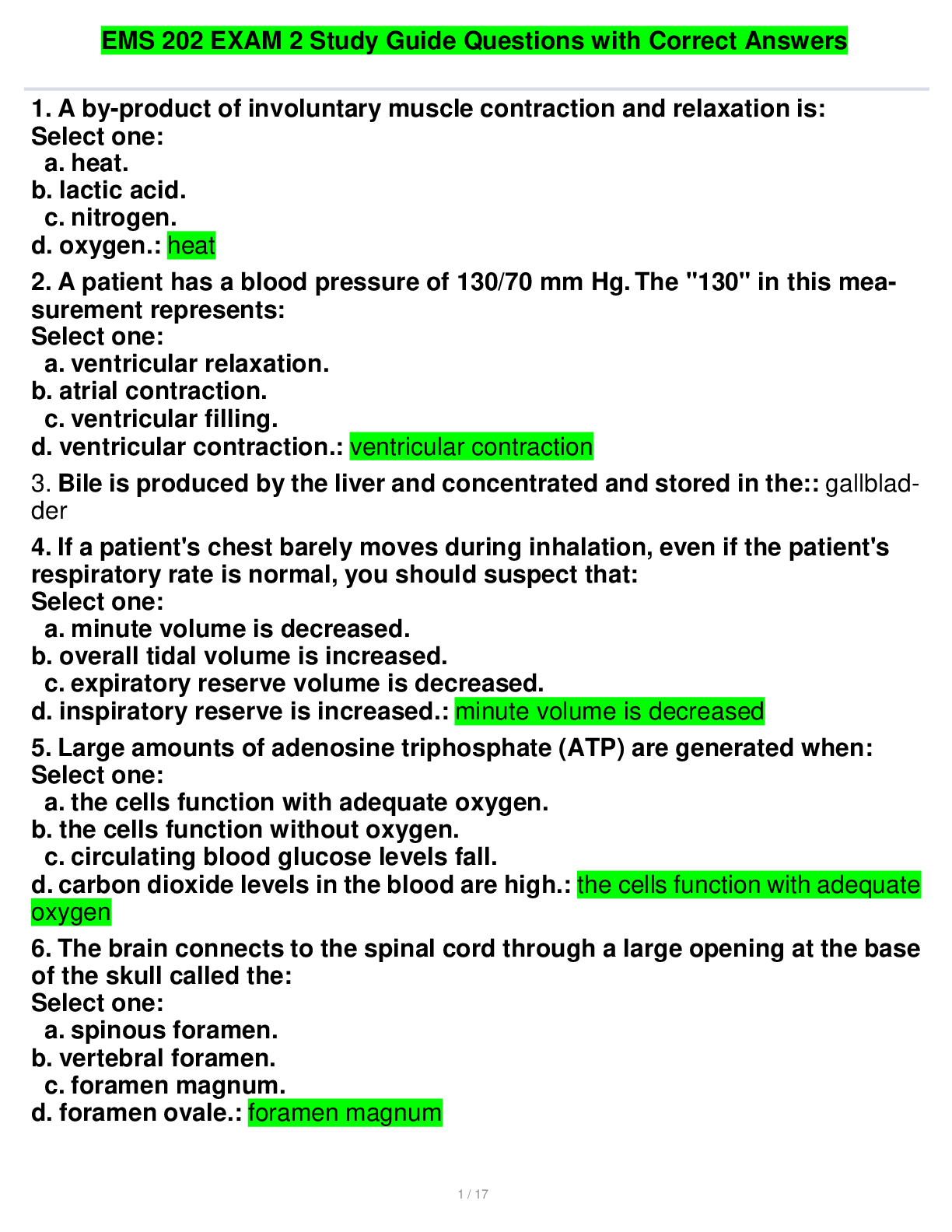 EMS 202 EXAM 2 Study Guide Questions with Correct Answers - Scholarfriends