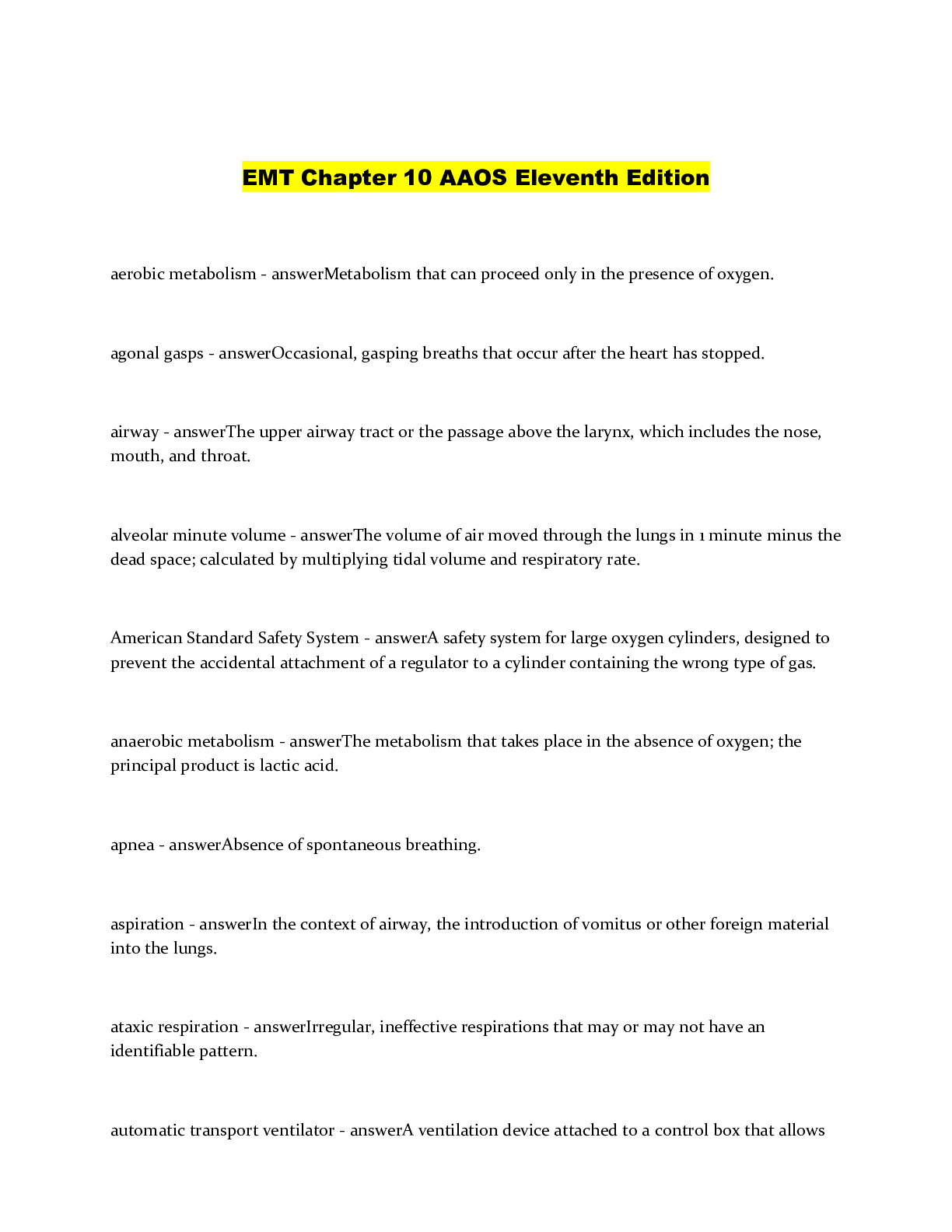 EMT Chapter 10 AAOS Eleventh Edition – Scholarfriends - Scholarfriends