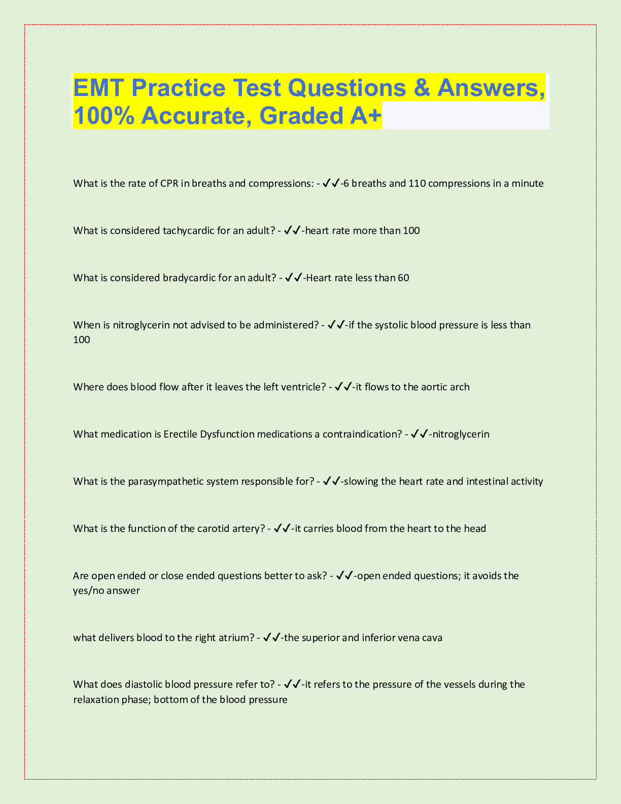 EMT Practice Test Questions and Answers 2022 - Scholarfriends