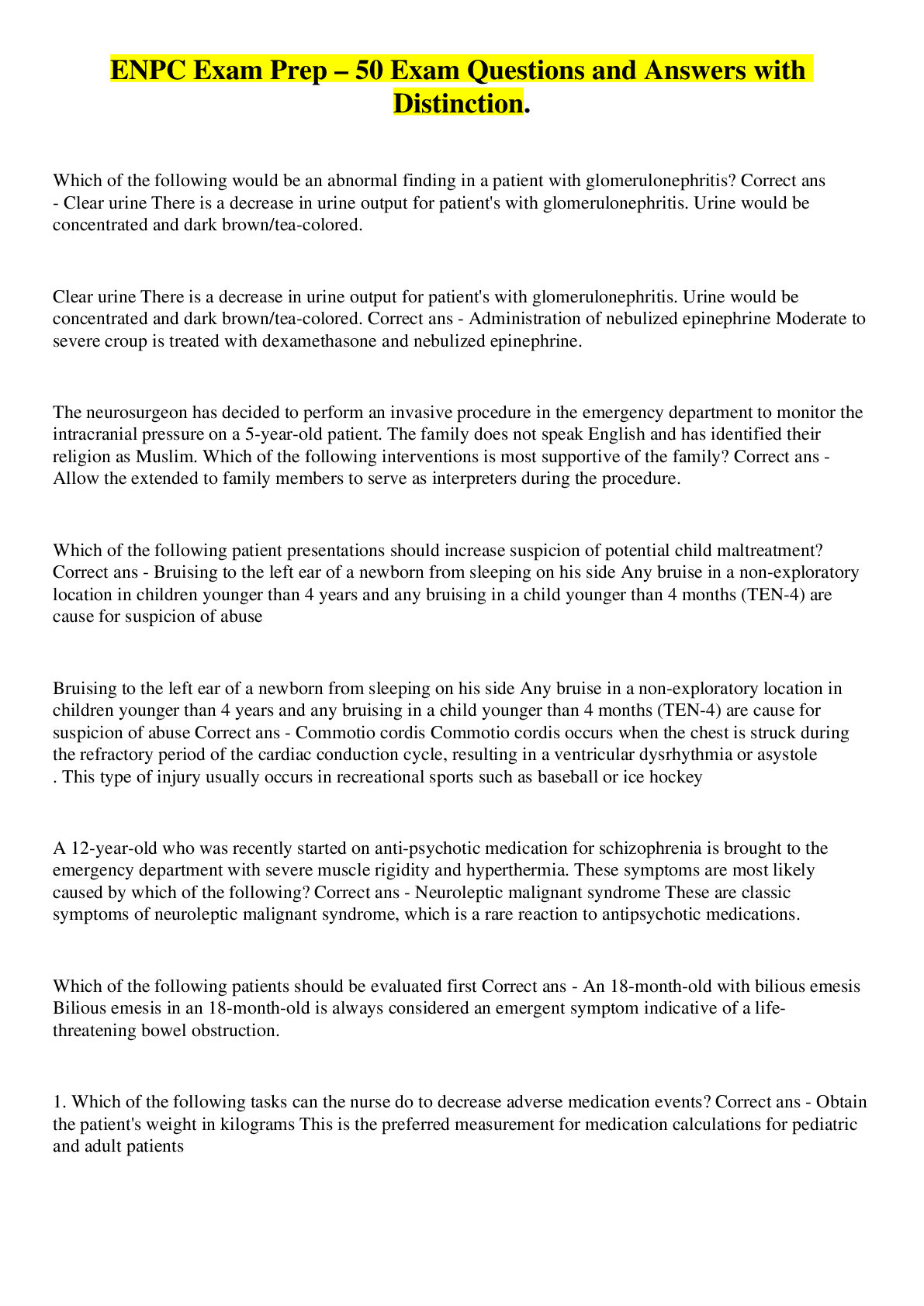 ENPC Exam Prep – 50 Exam Questions and Answers with Distinction ...