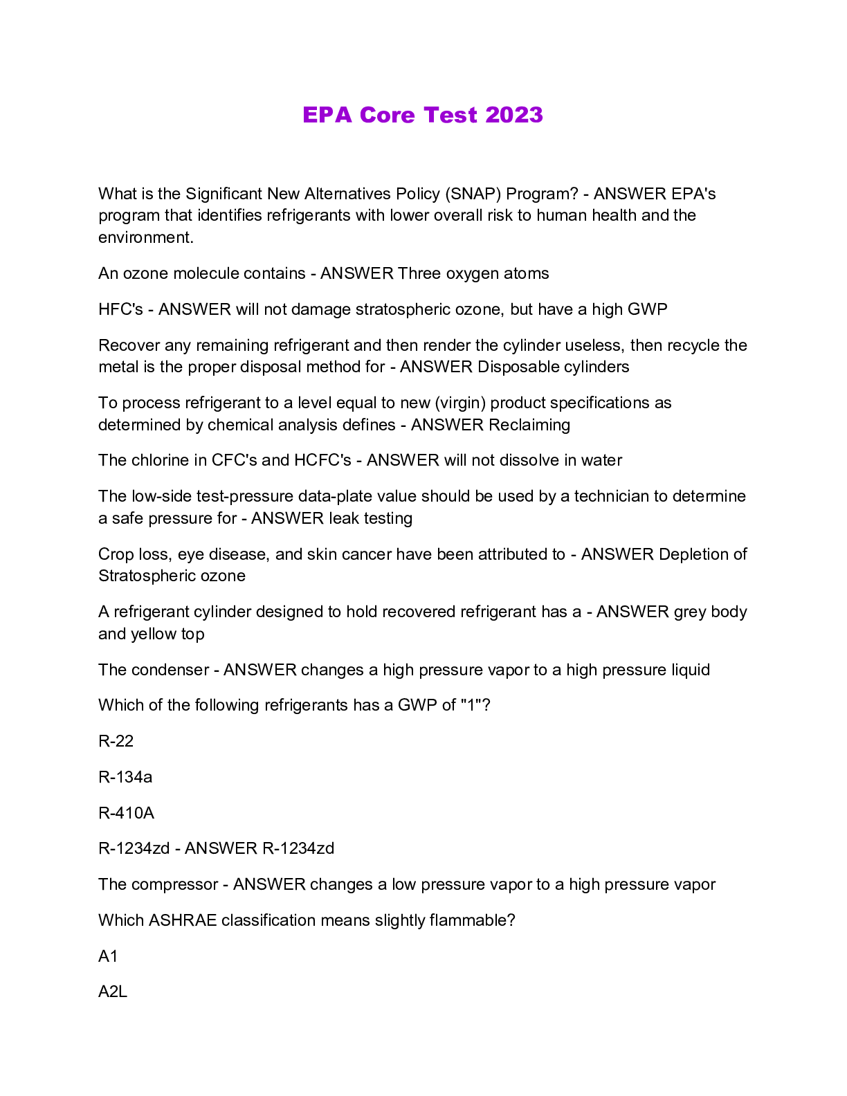 EPA Core Test 2023 - Scholarfriends