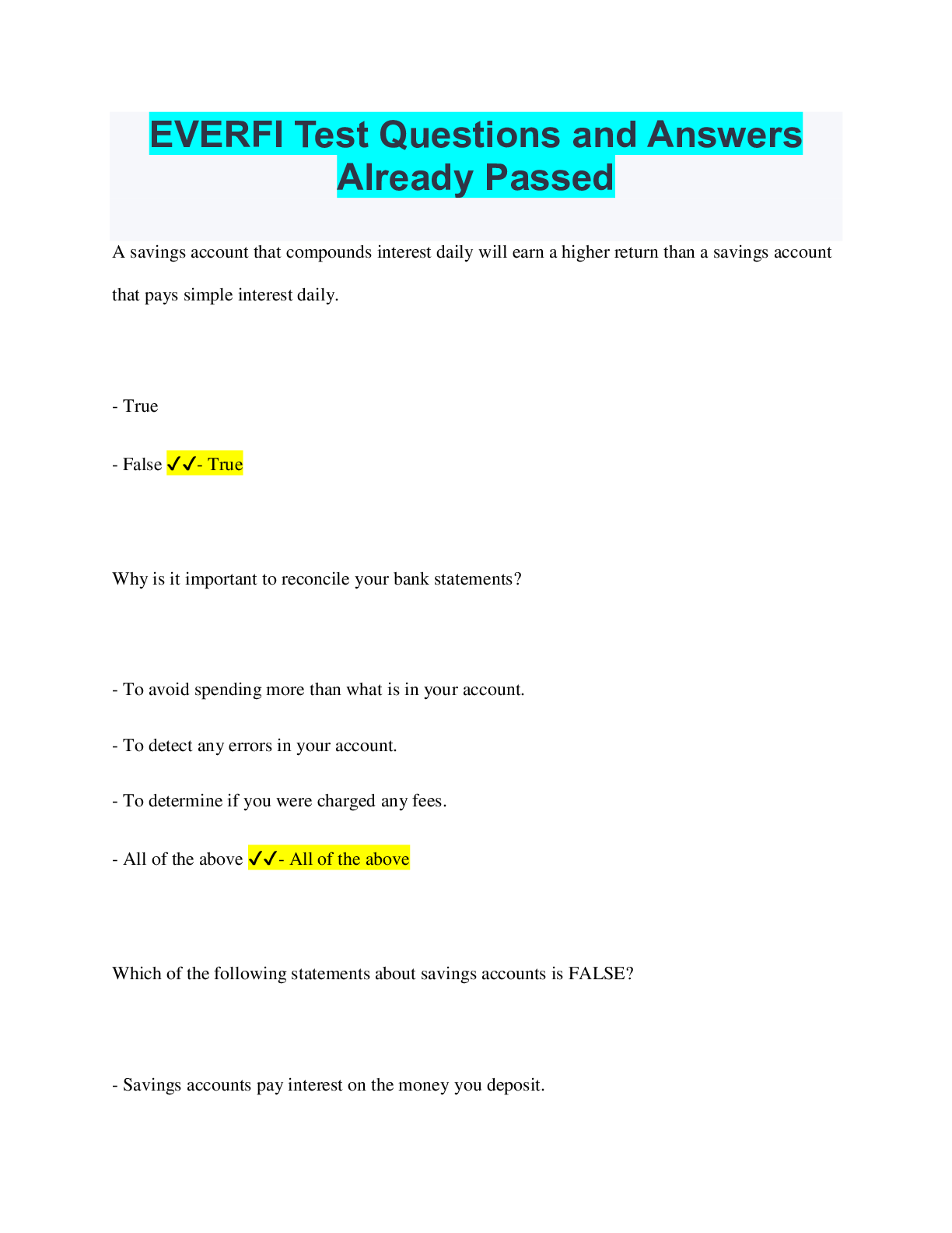 EVERFI Test Questions and Answers Already Passed - Scholarfriends