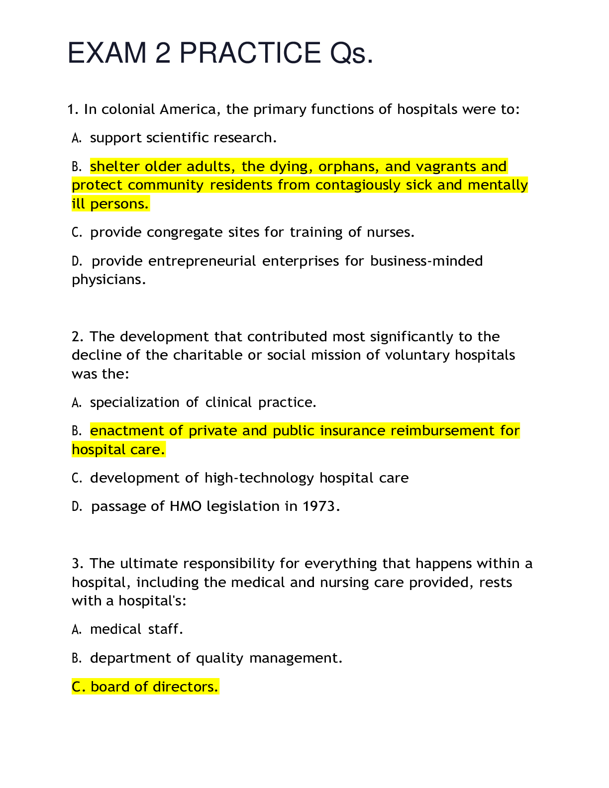 EXAM 2 PRACTICE Qs.WELL EXPLAINED WITH VERIFIED ANSWERS. – Scholarfriends - Scholarfriends