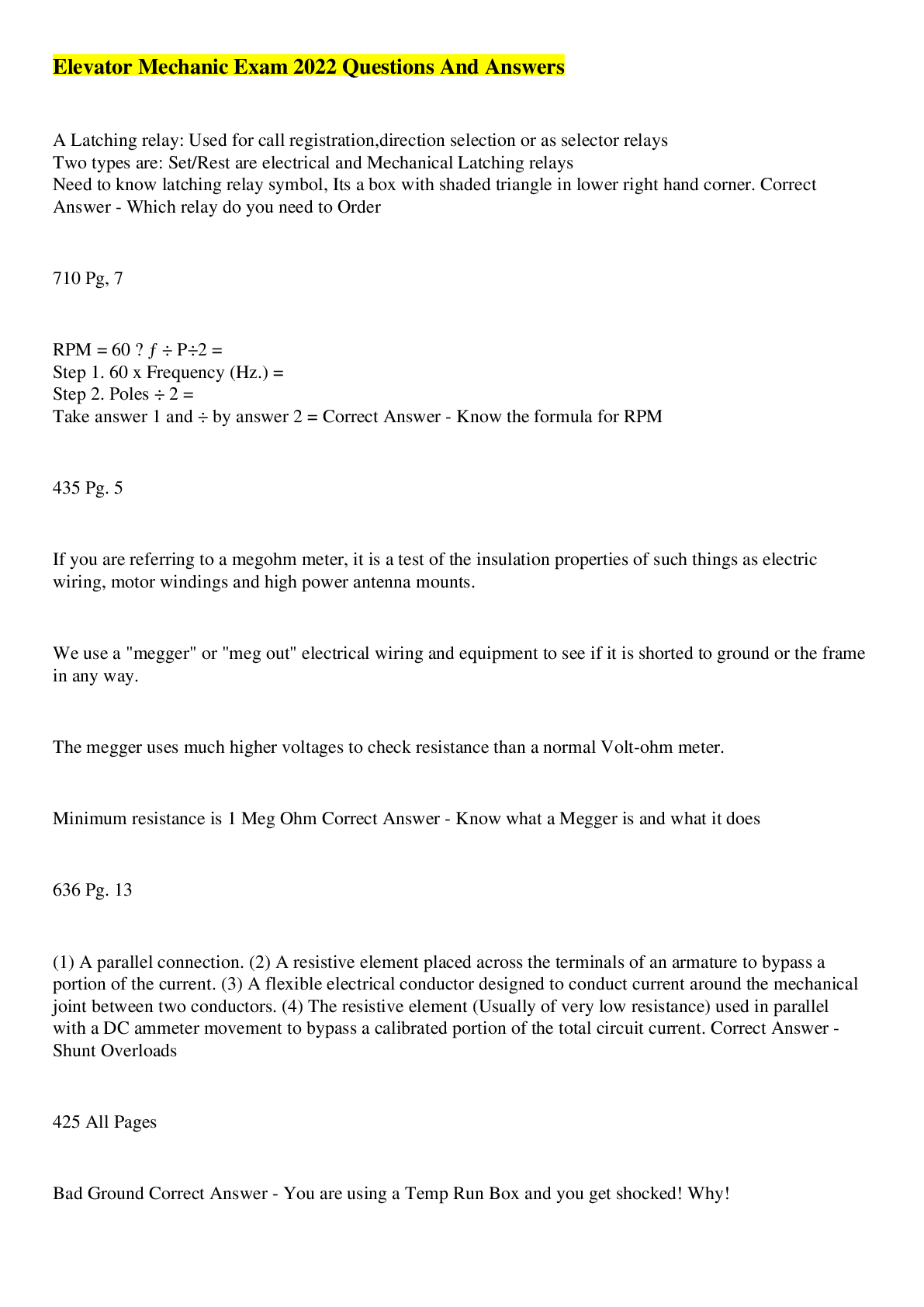 Elevator Mechanic Exam 2022 Questions And Answers – Scholarfriends ...