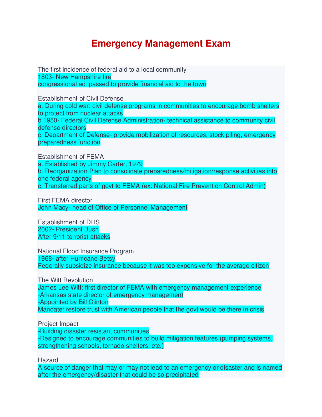 Emergency Management Exam 2022 - Questions and Answers - Scholarfriends