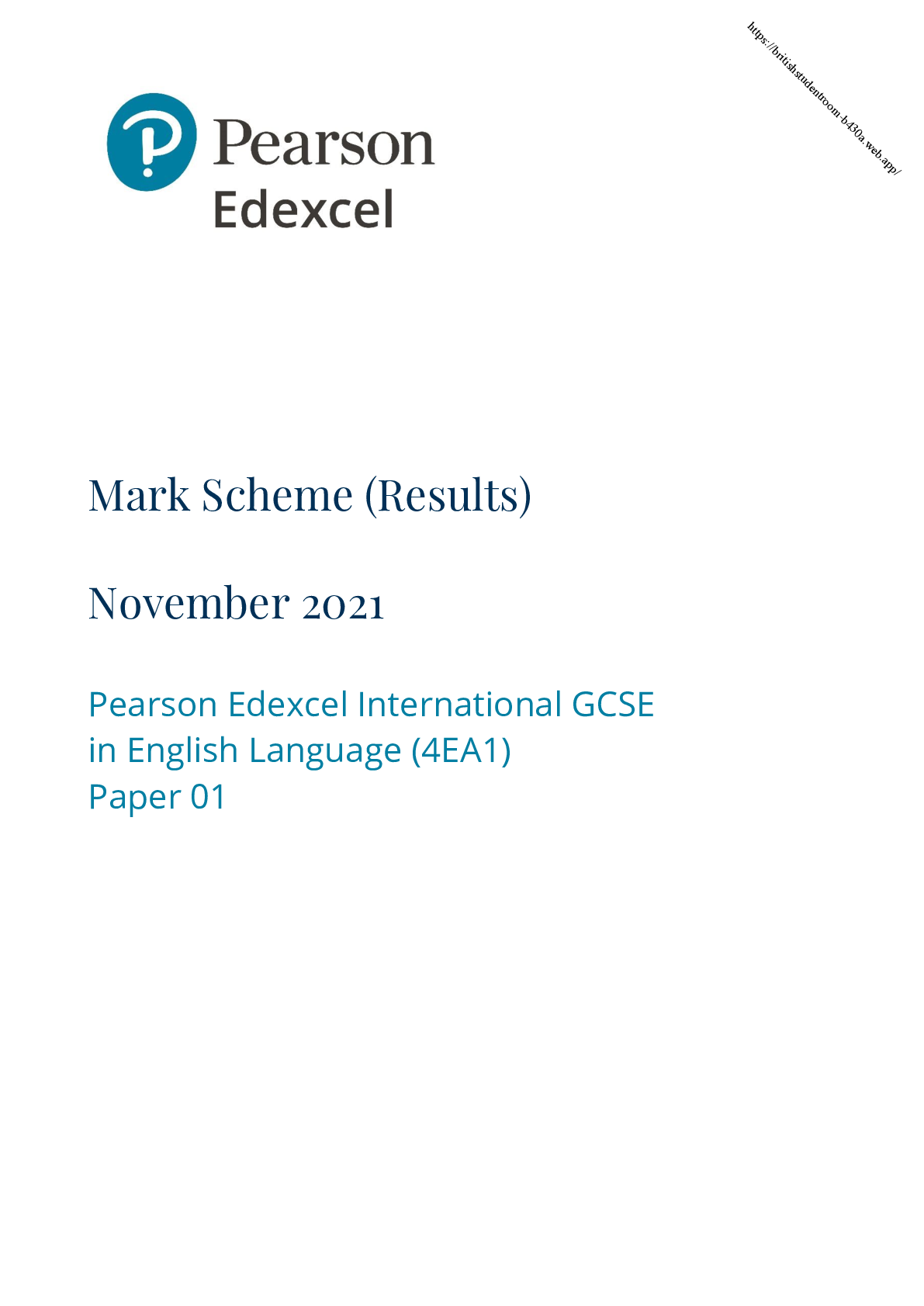 Pearson Edexcel International GCSE_English Language A_4EA1/01 Mark ...