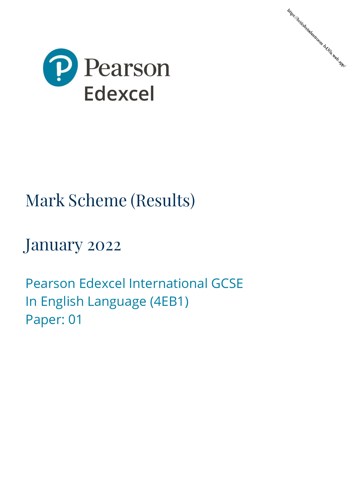 Pearson Edexcel International_GCSE English Language B_4EB1/01 Mark ...