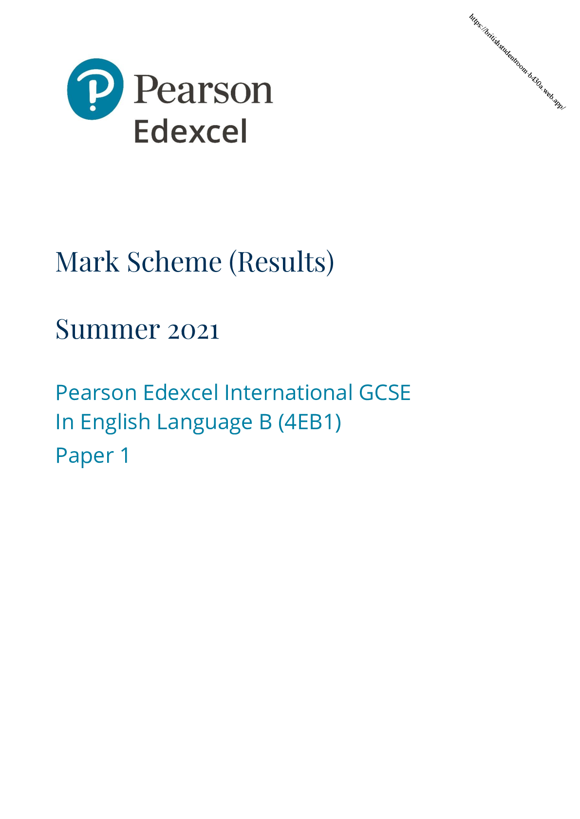 Pearson Edexcel International GCSE_English Language B_4EB1/01 Mark ...