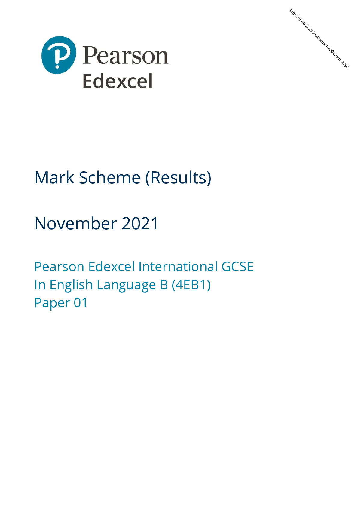 Pearson Edexcel International GCSE_English Language B_4EB1/01 Mark ...
