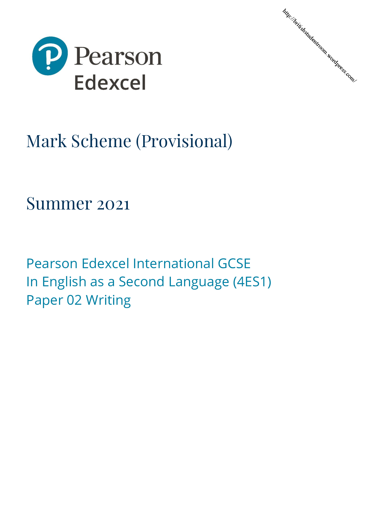 Pearson Edexcel International GCSE_English as a Second Language_4ES1/02 ...
