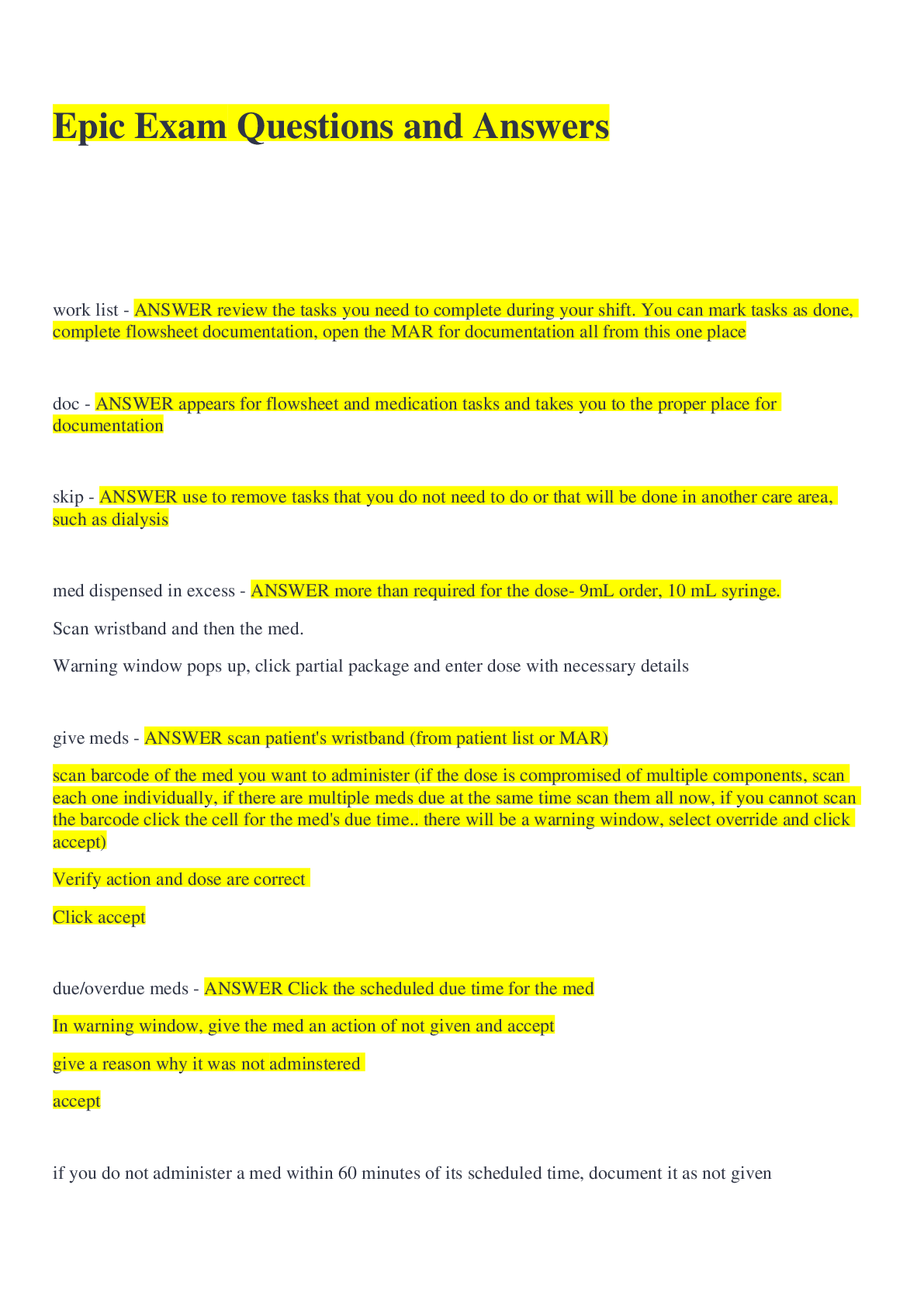 Epic Exam Questions and Answers - Scholarfriends