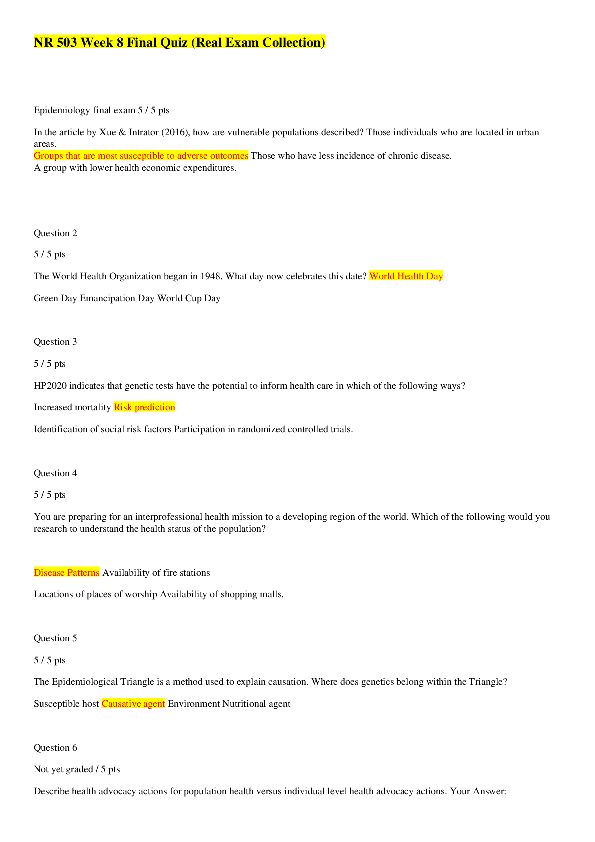 NR 503 Week 8 Final Quiz (Real Exam Collection) - Scholarfriends