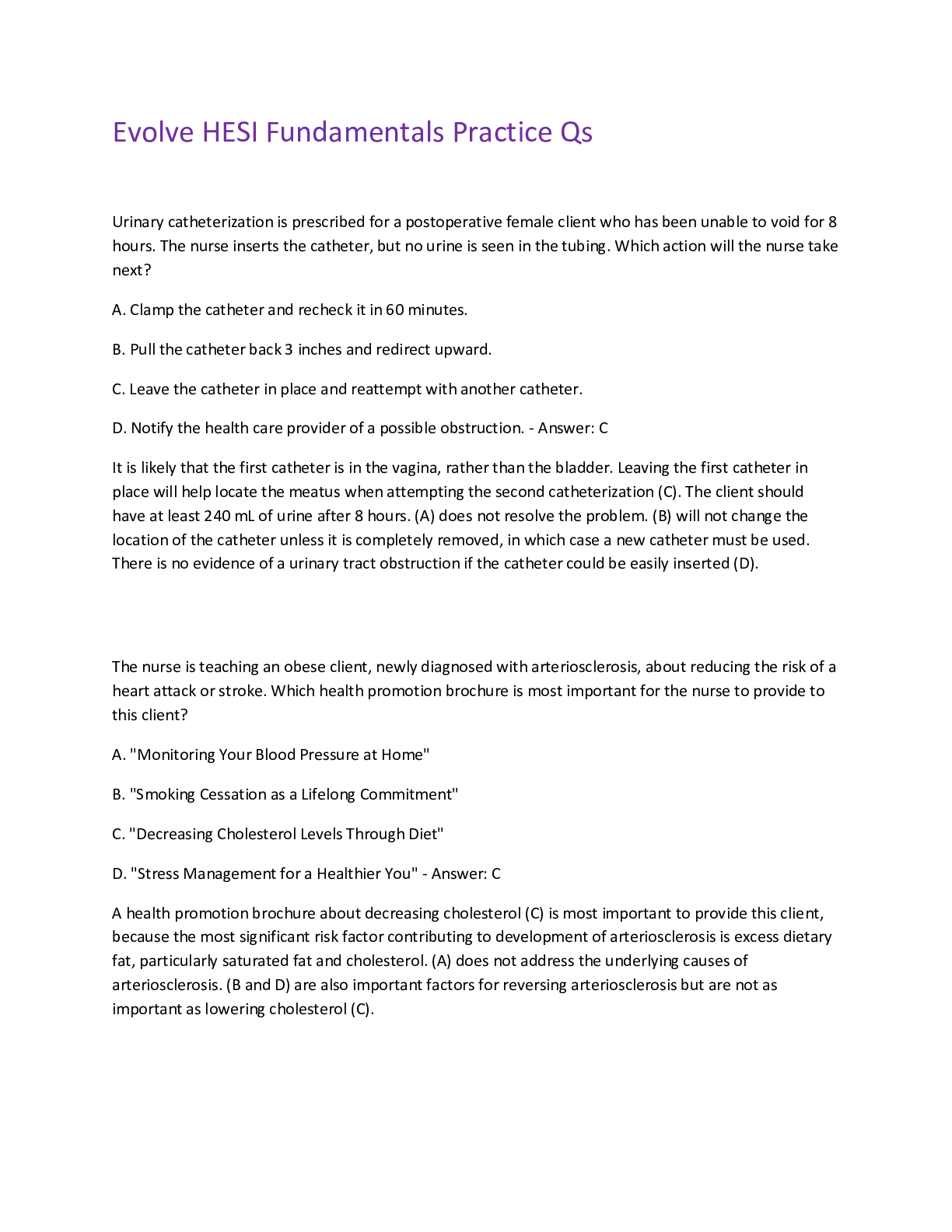 Evolve HESI Fundamentals Practice Qs - Scholarfriends