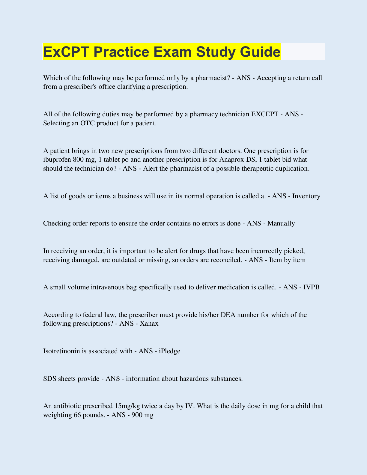 Bundle for ExCPT Tests | Updated & Verified | Everything you need to ...