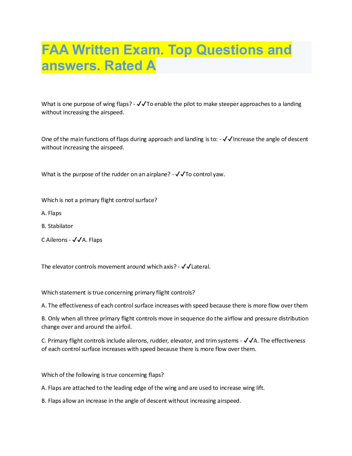 FAA Written Exam - Scholarfriends