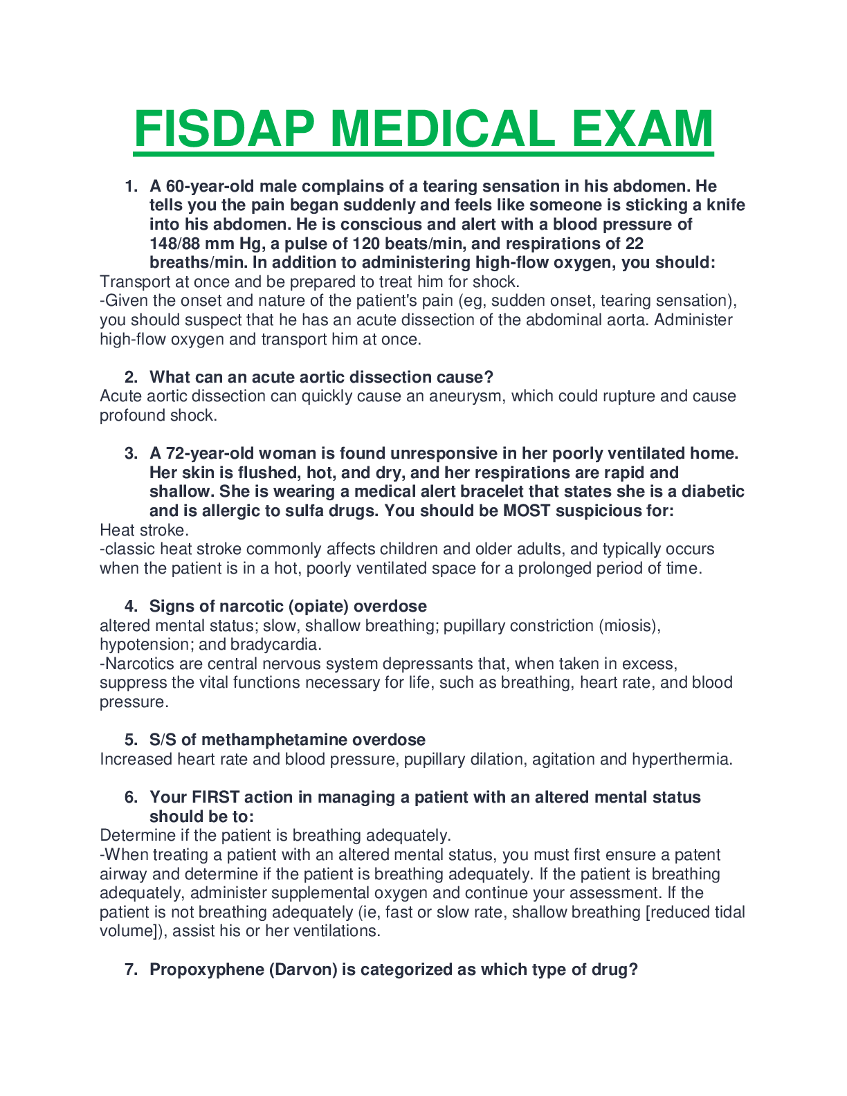 FISDAP MEDICAL ACTUAL 2022/2023 EXAM QUESTIONS AND ANSWERS COMPLETE ...