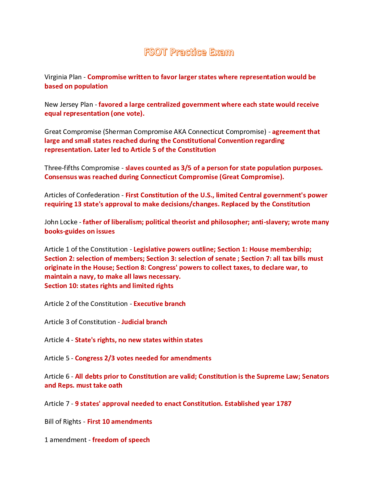 FSOT Practice Exam - Questions and Answers Foreign Service Officer Test ...