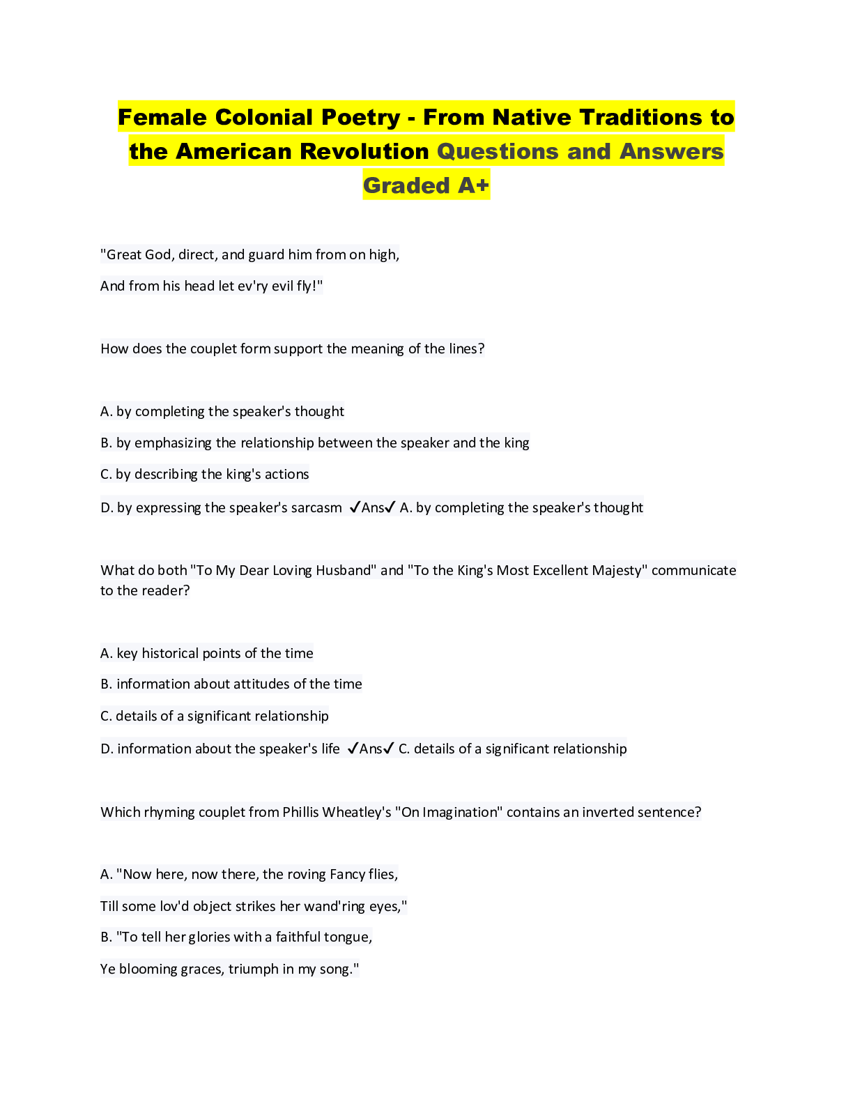 Female Colonial Poetry - From Native Traditions to the American ...