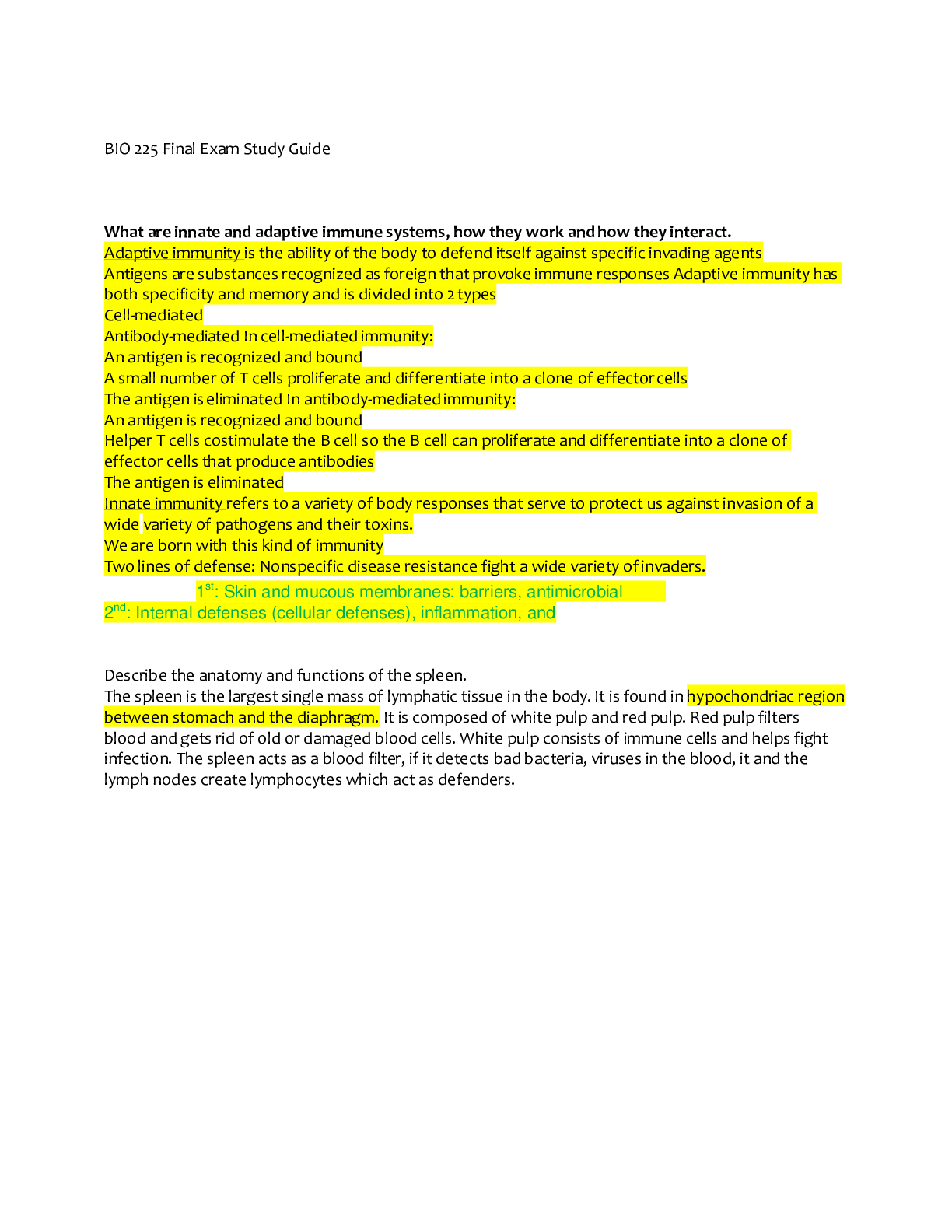 BIO 255 Study guide with answers – Scholarfriends - Scholarfriends