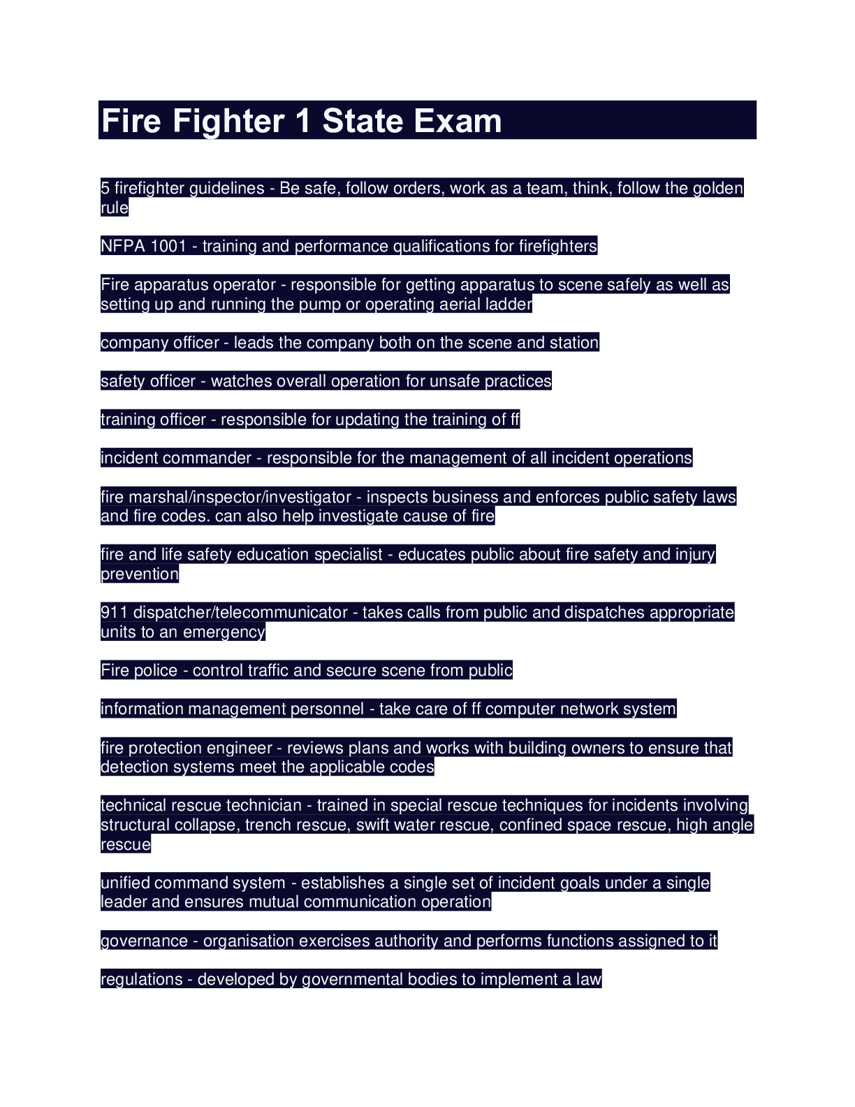 Fire Fighter 1 State Exam Questions And Answers 2022 – Scholarfriends ...