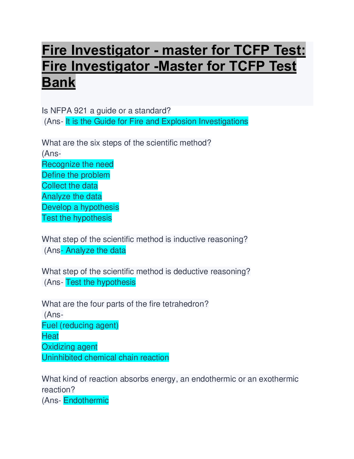 Fire Investigator - master for TCFP Test: Fire Investigator -Master for ...