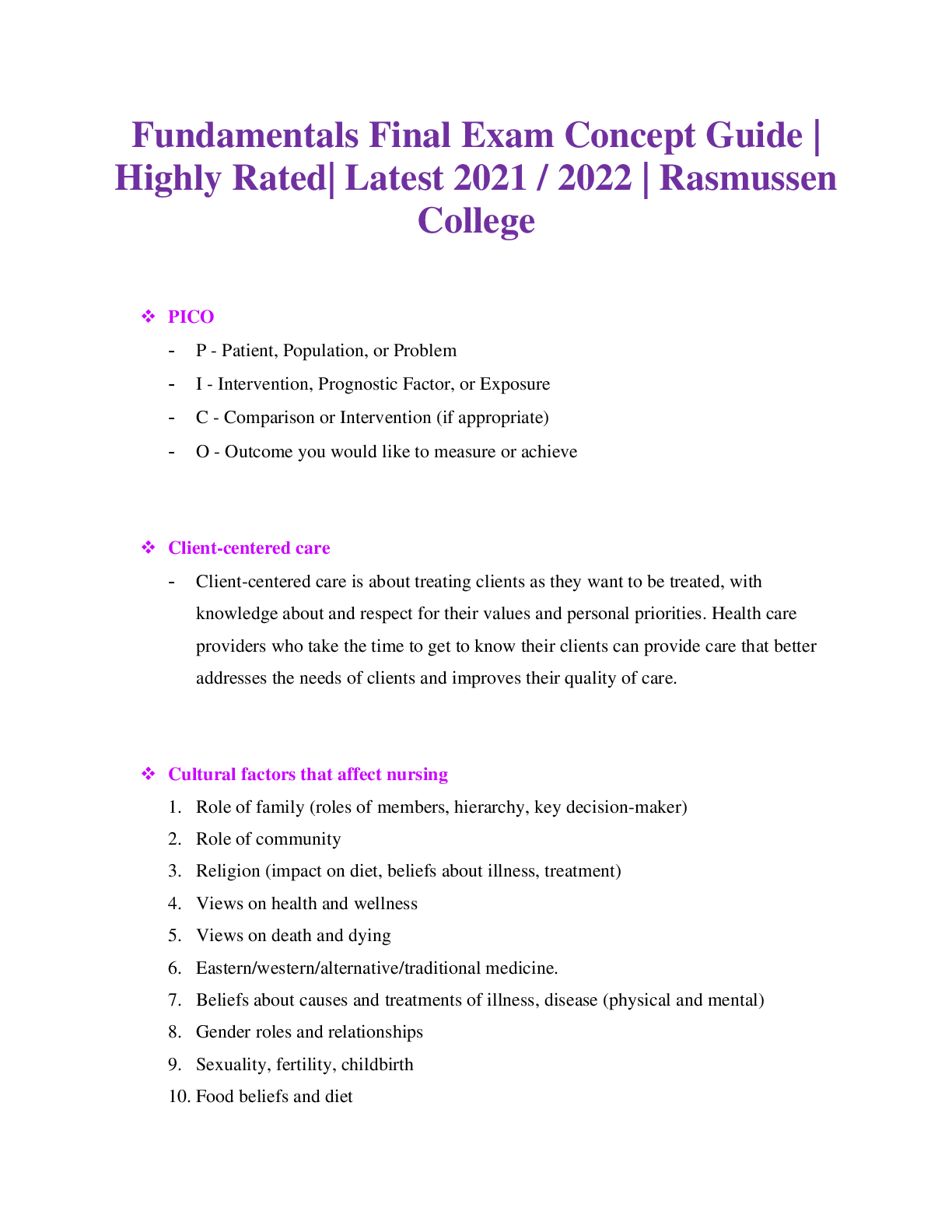Fundamentals Final Exam Concept Guide | Highly Rated| Latest 2021 / ...