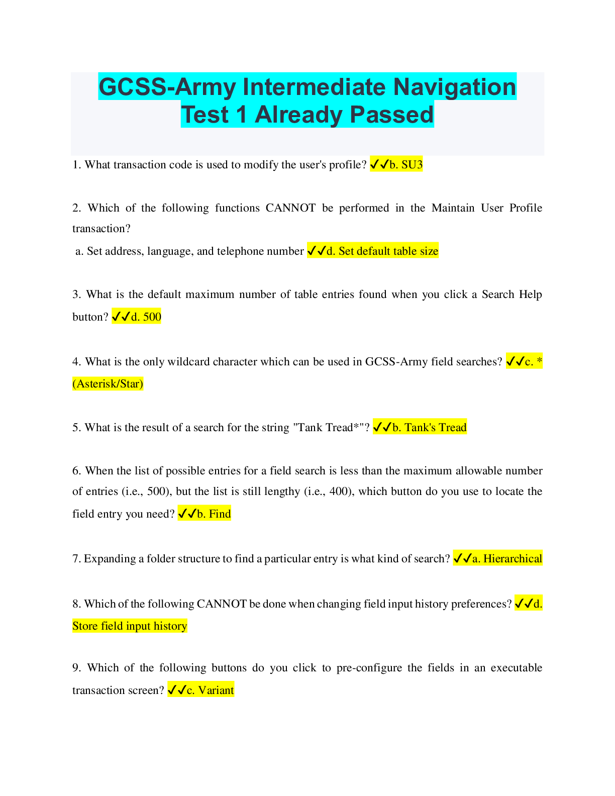 GCSS-Army Intermediate Navigation Test 1 Already Passed ...