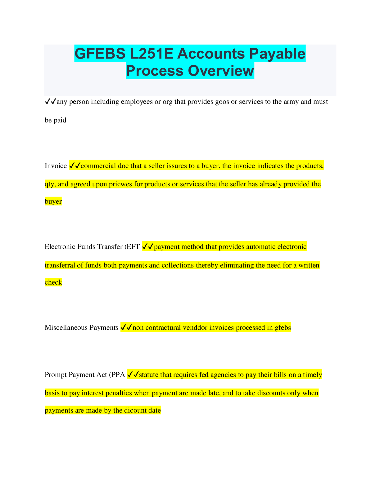 GFEBS L251E Accounts Payable Process Overview - Scholarfriends