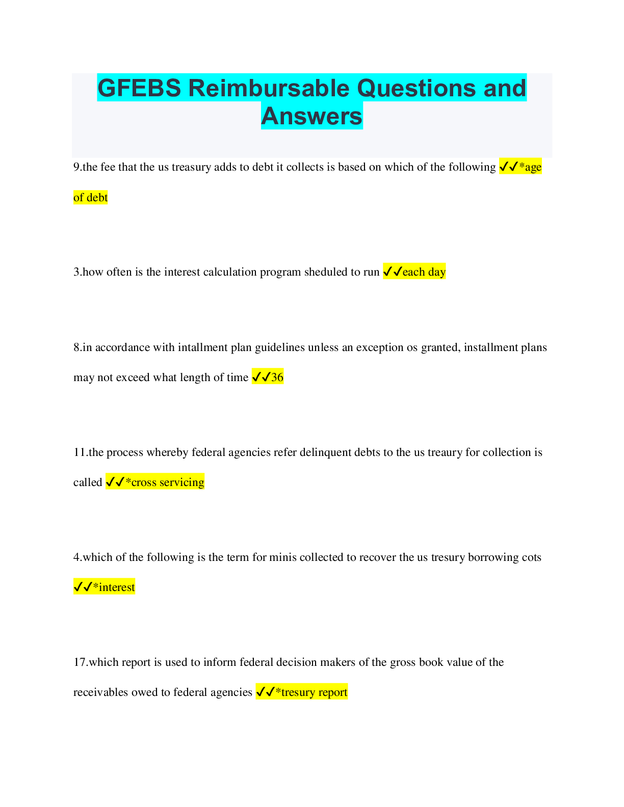 GFEBS Reimbursable Questions and Answers - Scholarfriends